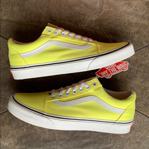 Vans | Shoes | Vans Old Skool Neon Lemon Tonictrue White Mens | Poshmark